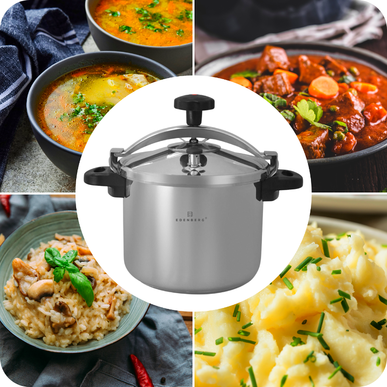 SZYBKOWAR GARNEK CIŚNIENIOWY 11L 26cm NA INDUKCJĘ GAZ DODATKOWA POKRYWA BEZPIECZNY EDENBERG | EB ...